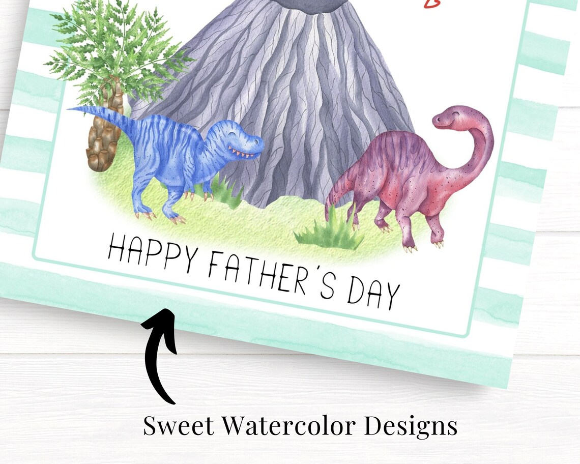Dinosaur Father's Day Cards From Kids Set of 4 Handprint - Etsy