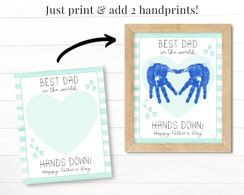 Father's Day Handprint Gift, Best Dad in the World Hands Down Printable ...