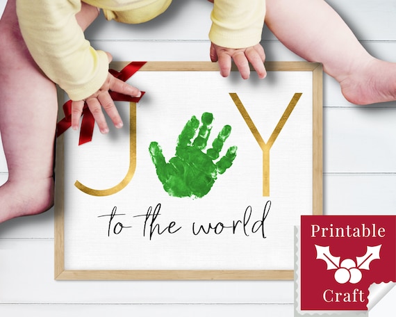 Printable Christmas Signs Personalized JOY Handprint Craft | Etsy