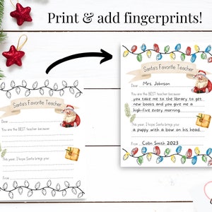 Christmas Card for Teacher, Christmas Lights Fingerprint Art Craft ...