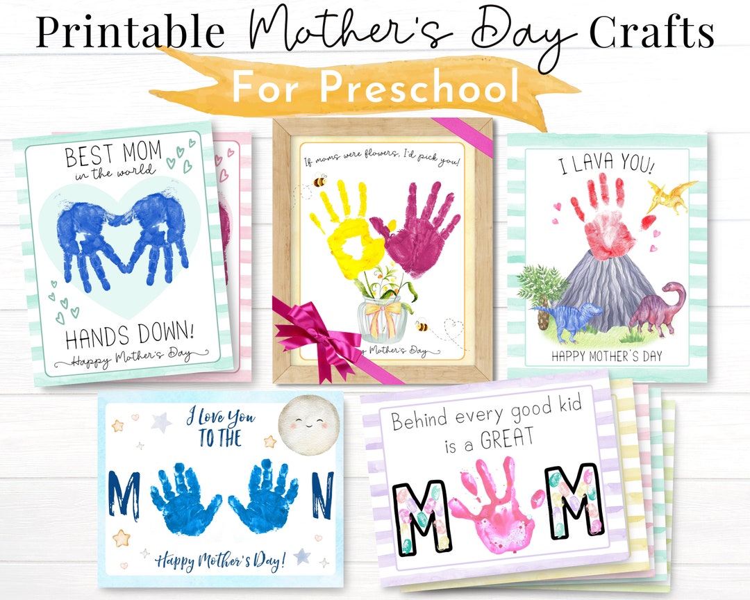 Preschool Printable Mother's Day Crafts, Handprint Art for Toddler Kids ...