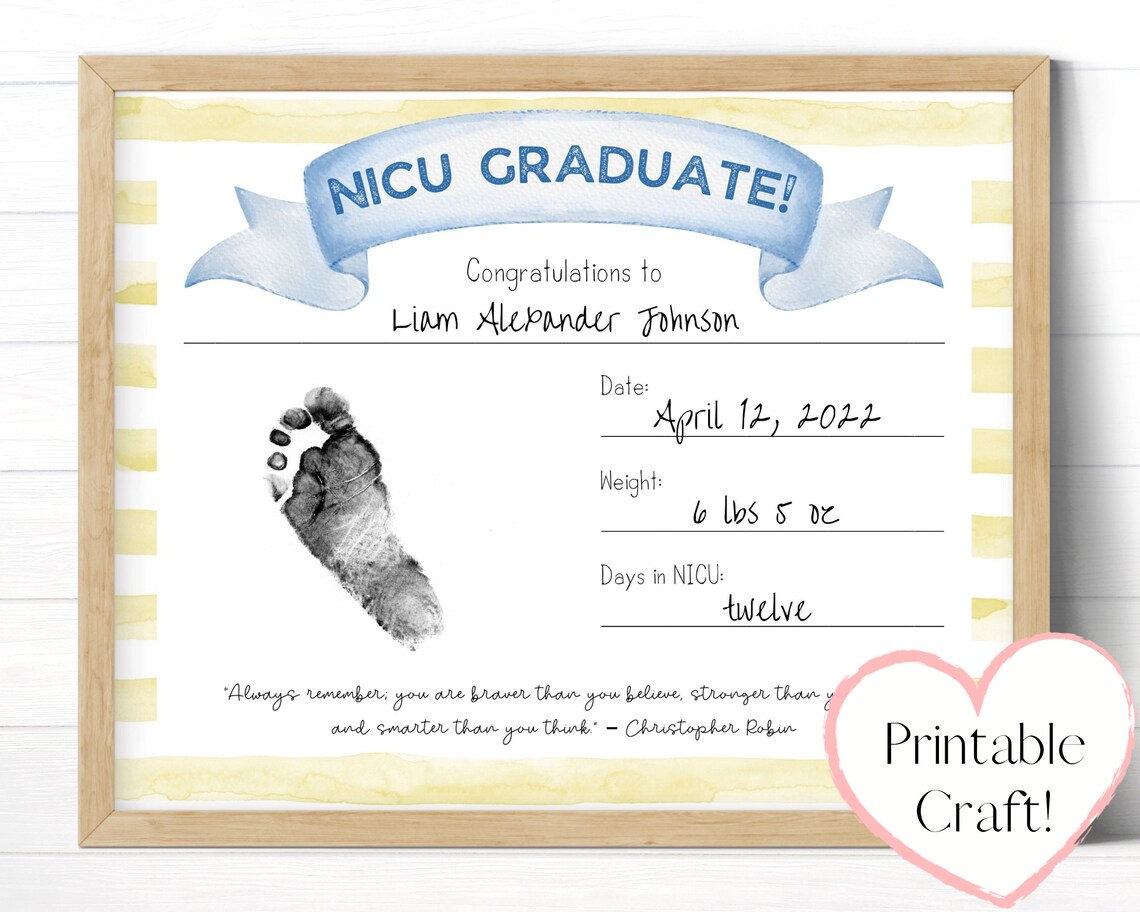 NICU Graduate Sign Keepsake for Mom and Dad Baby Footprint | Etsy
