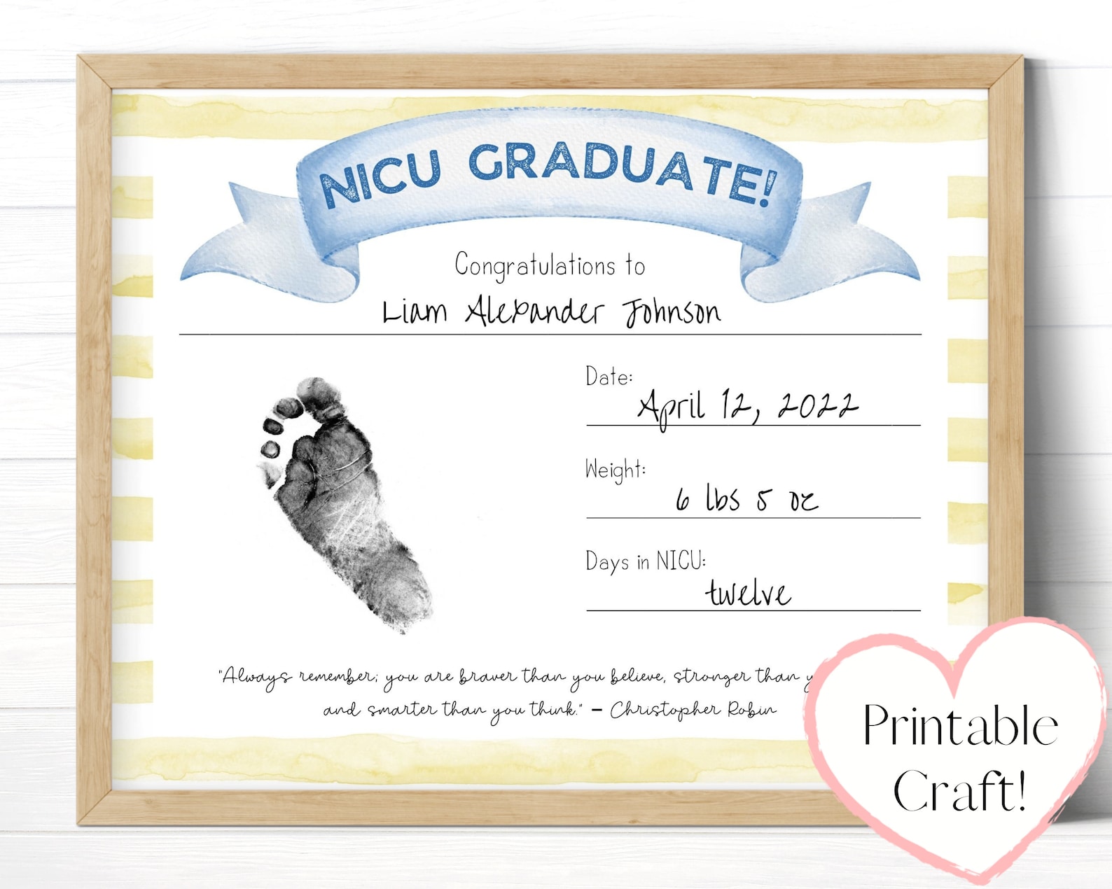 NICU Graduate Sign Keepsake for Mom and Dad Baby Footprint | Etsy