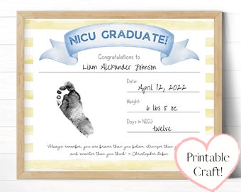 NICU Baby Graduation Certificate Printable Keepsake Sign | Etsy