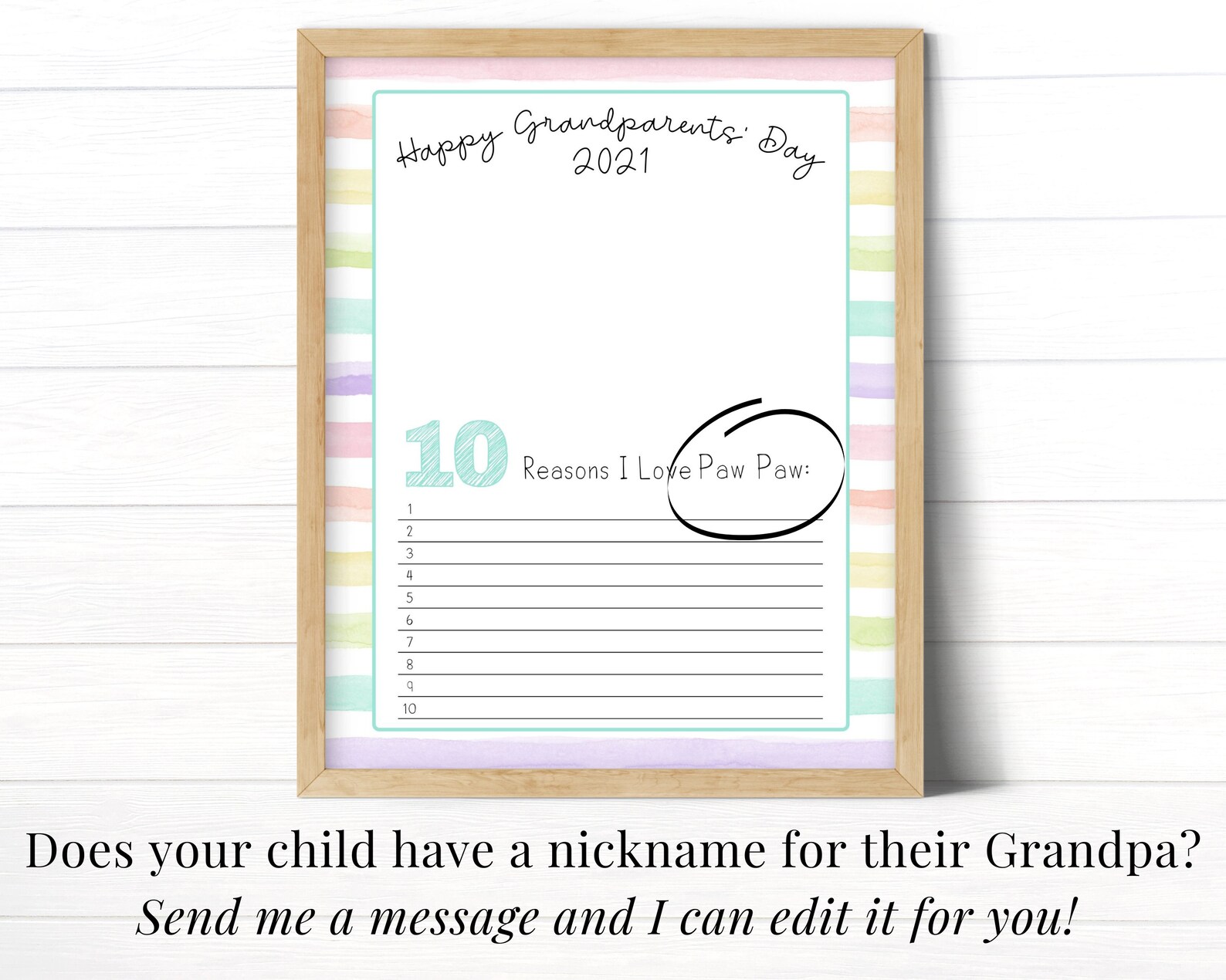 Grandpa Gift from Kid for Grandparents Day DIY Grandpa Card | Etsy