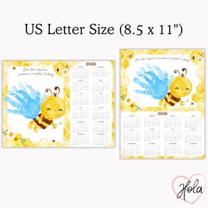 2026 Year Handprint Calendar Printable, Toddler Bumble Bee Craft ...