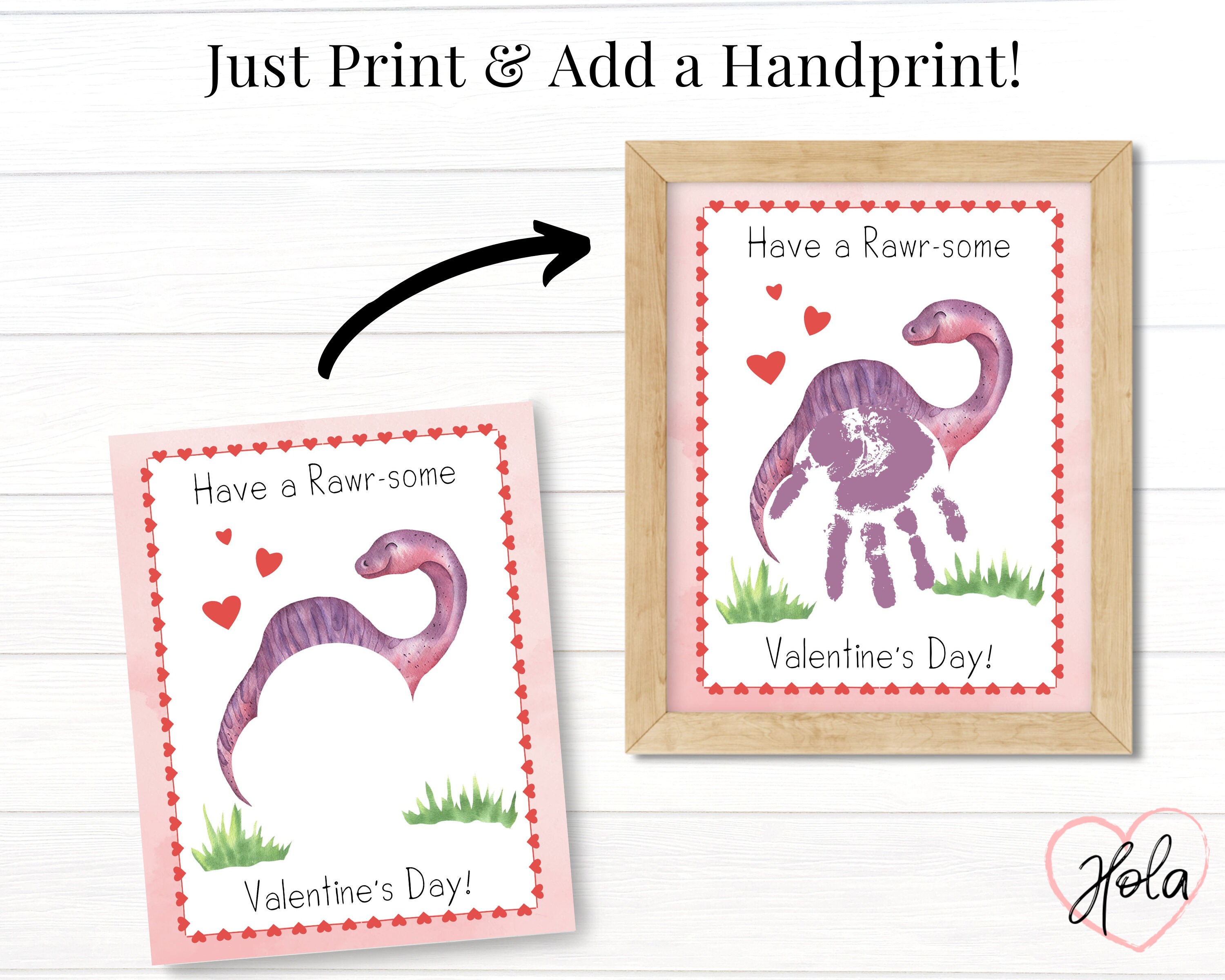 Valentine Dinosaur Crafts for Kids Preschool, Easy Handprint Valentines ...