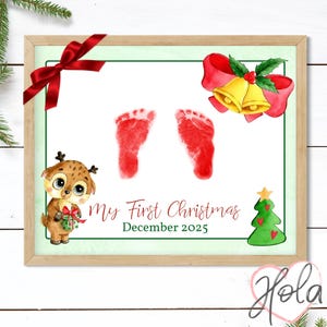Baby's First Christmas Holiday Card, Baby Handprint Craft, Printable ...