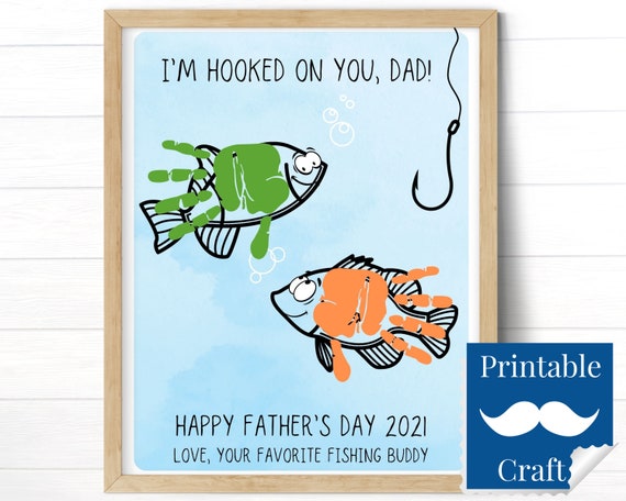 Fishing Handprint 8x10 Hooked on PapaDaddy Handprint Keepsake Father's ...
