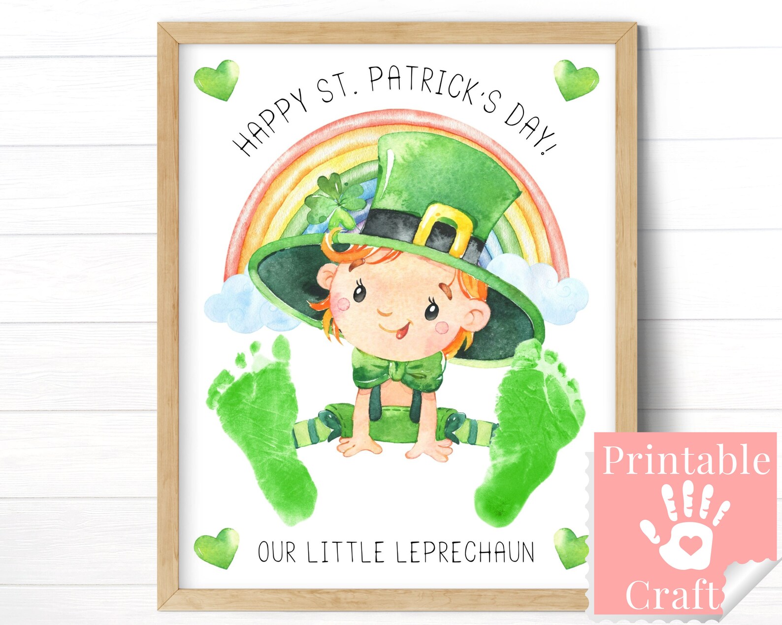 St Patricks Day Craft Footprint Art Printable Home Daycare - Etsy