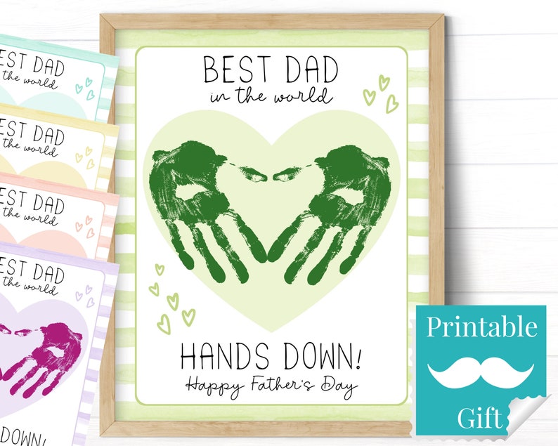 Best Dad in the World Hands Down Printable Father's Day - Etsy