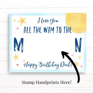 I Love You to the Moon Birthday Card for Dad From Kid, Printable ...