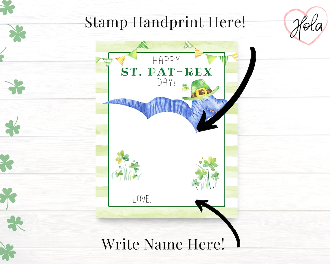 Dinosaur Handprint Art St Patricks Day Crafts for Kids - Etsy