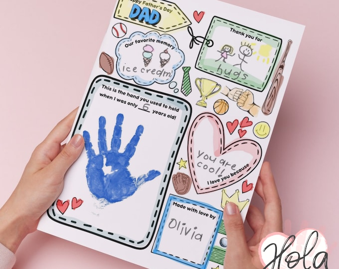 Father's Day Handprint Art, I Love My Dad Because Printable, Daddy ...