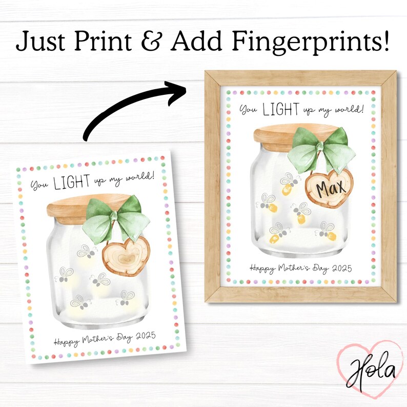 Printable Fingerprint Art for Mother's Day, Preschool or Daycare Gifts ...