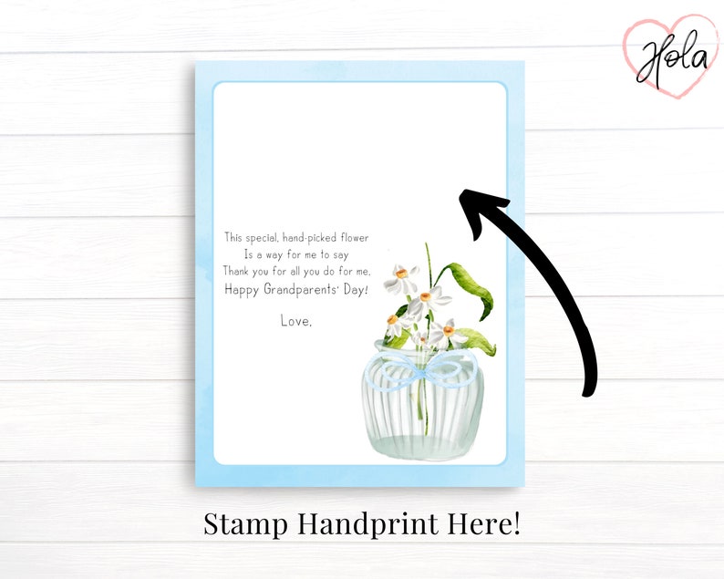 Grandparents Day Flower Craft for Kid Printable Handprint Art - Etsy