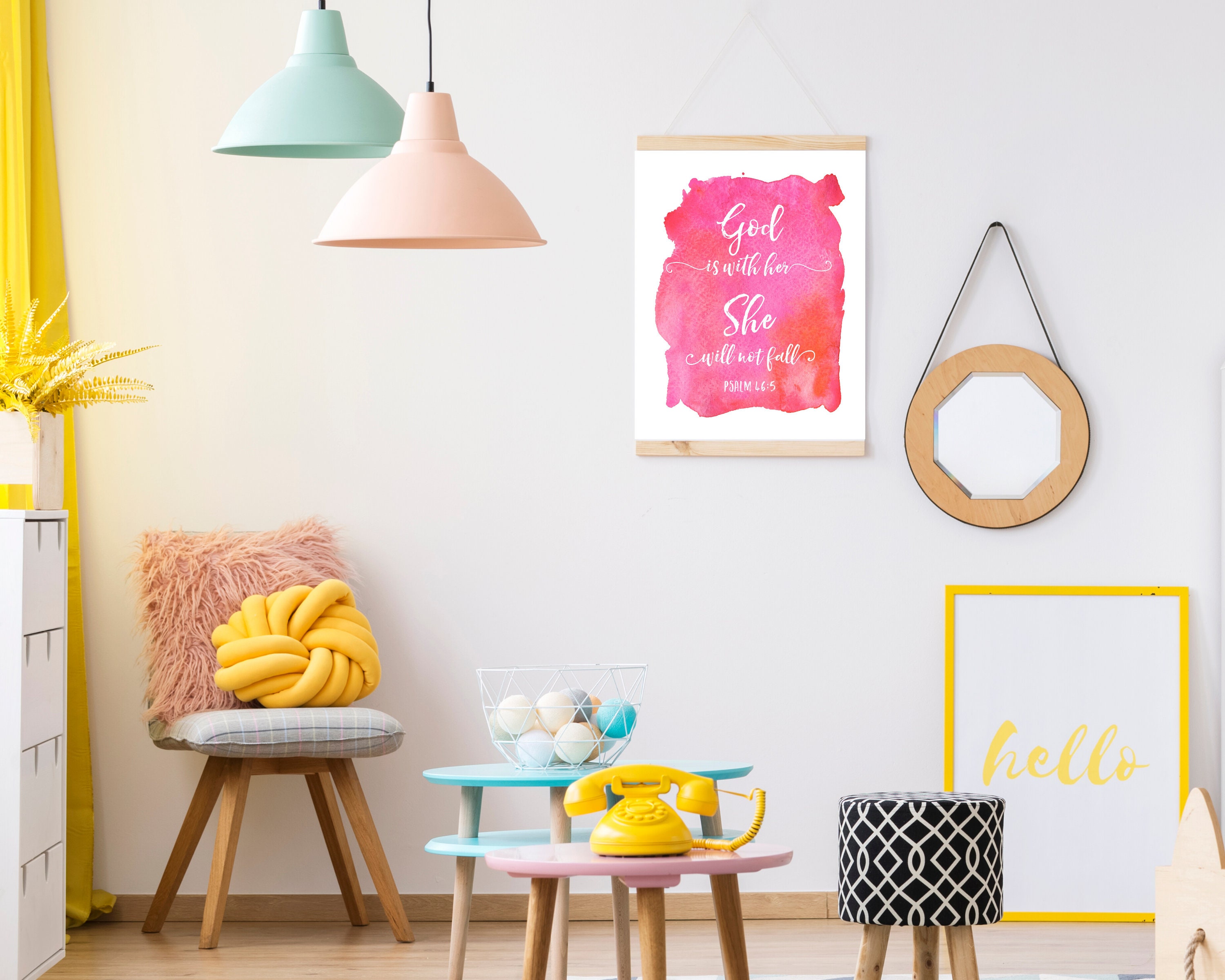 Baby Girl Pink Wall Art Bible Verse Nursery Decor God is - Etsy