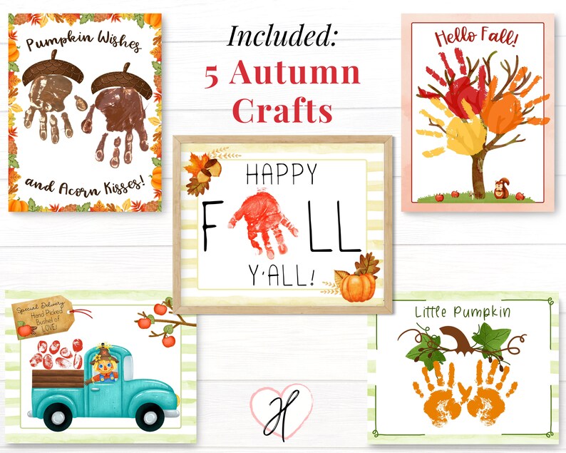 Fall Handprint Crafts Bundle, Preschool Printable Set, Easy Toddler Art ...