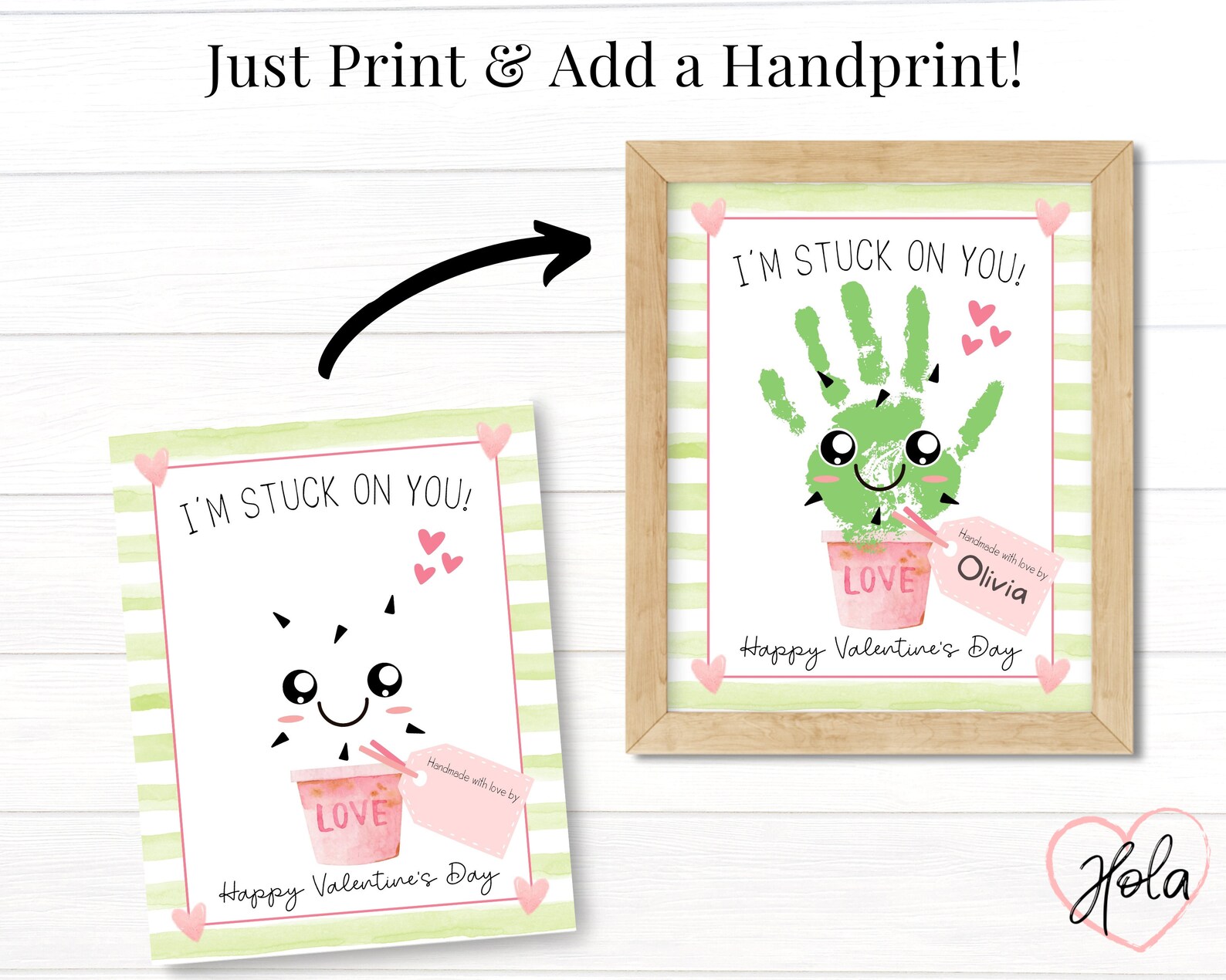 Toddler Valentine Cactus Hand Print Im Stuck on You Kids - Etsy