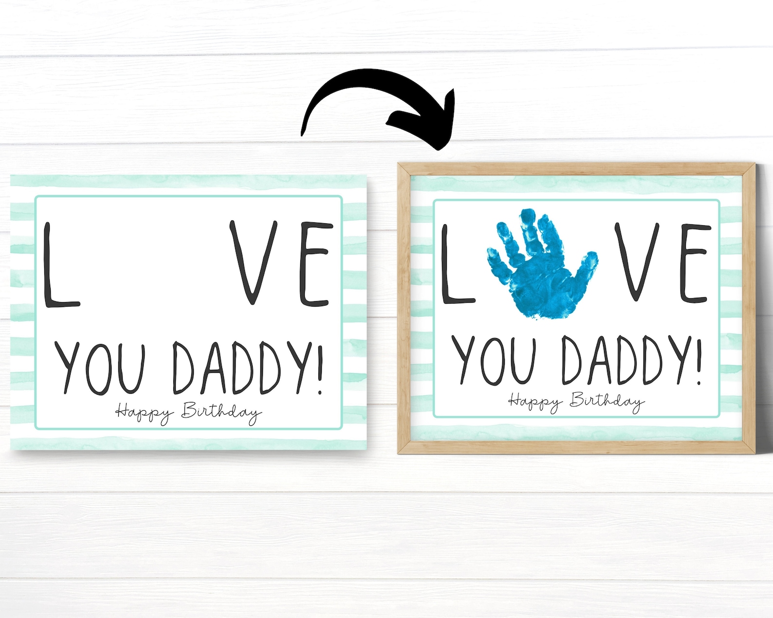Dad Birthday Gift From Kids, Handprint Art, Printable Birthday Card for ...