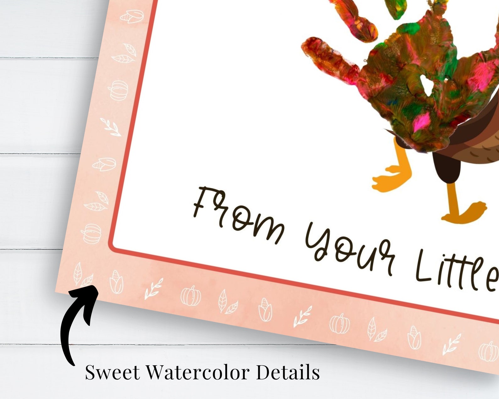 Your Little Turkey Handprint Craft for Thanksgiving Art | Etsy