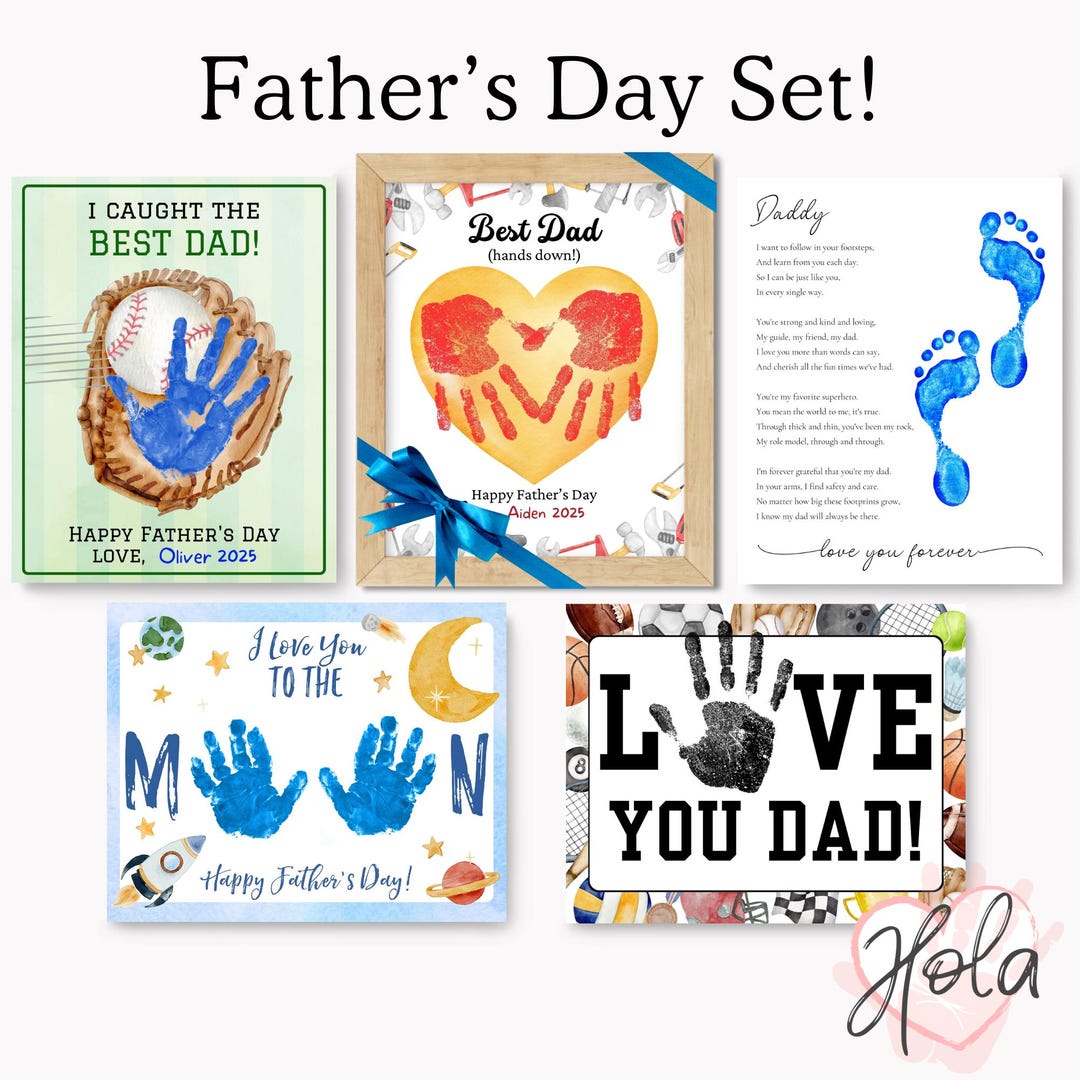 Father's Day Handprint Art: Personalized Dad Gift, Kids Craft (PDF ...