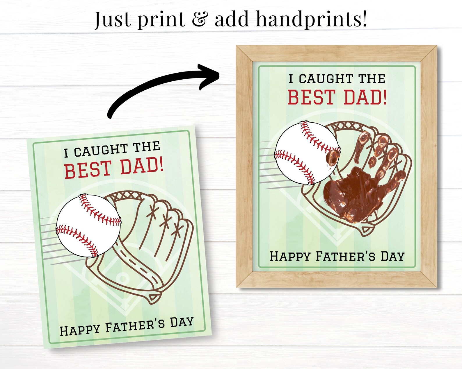 Fathers Day Gift From Son Baseball Dad Gift Handprint Card - Etsy