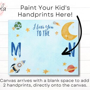 I Love You to the Moon Sign, Canvas Wall Art, Kids Handprint Craft ...
