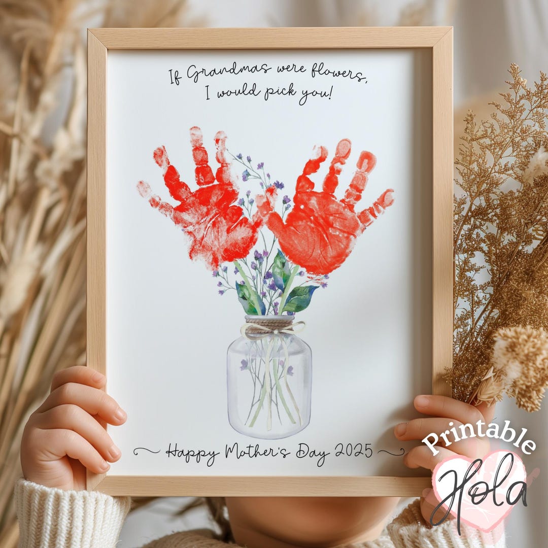 Grandma Handprint Flowers for Mother's Day, Grandkid Handprints Bouquet ...