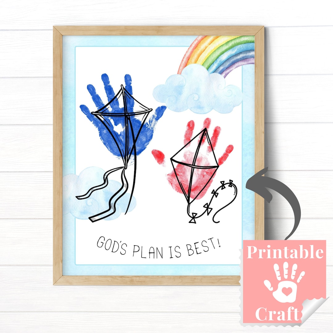 Christian Sunday School Printable Craft Activity, Kite Handprint Art ...