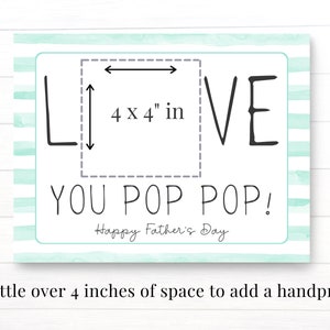 Pop Pop Fathers Day Gift for Grandpa, Handprint Kids Craft, Love You ...