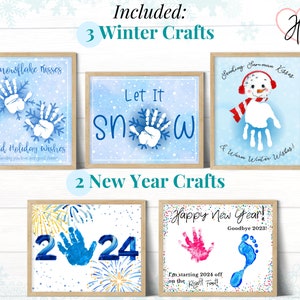 Winter Crafts for Preschoolers, Toddler Handprint Art, Printable Kit ...