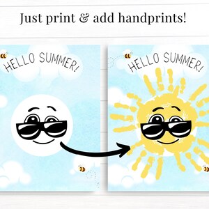 Summer Sun Handprint Art, Preschool or Daycare Activities, Printable ...