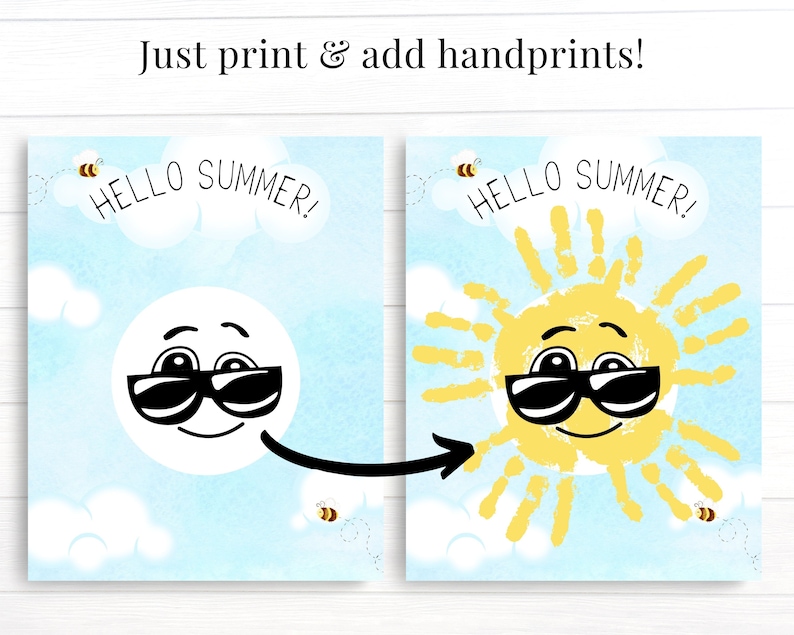 Summer Sun Handprint Art, Preschool or Daycare Activities, Printable ...