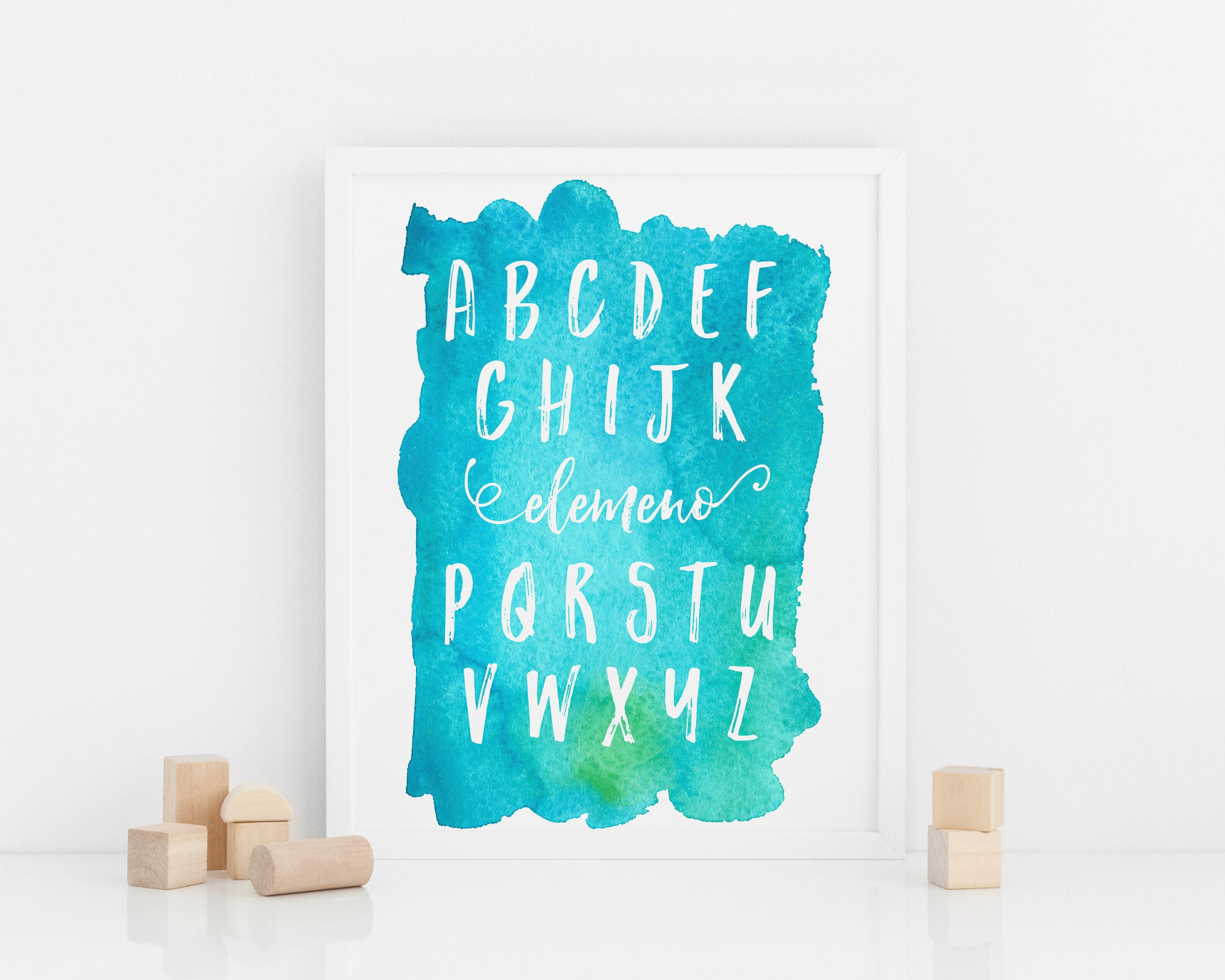 Blue Alphabet Print Extra Large Colorful Painting ABC | Etsy