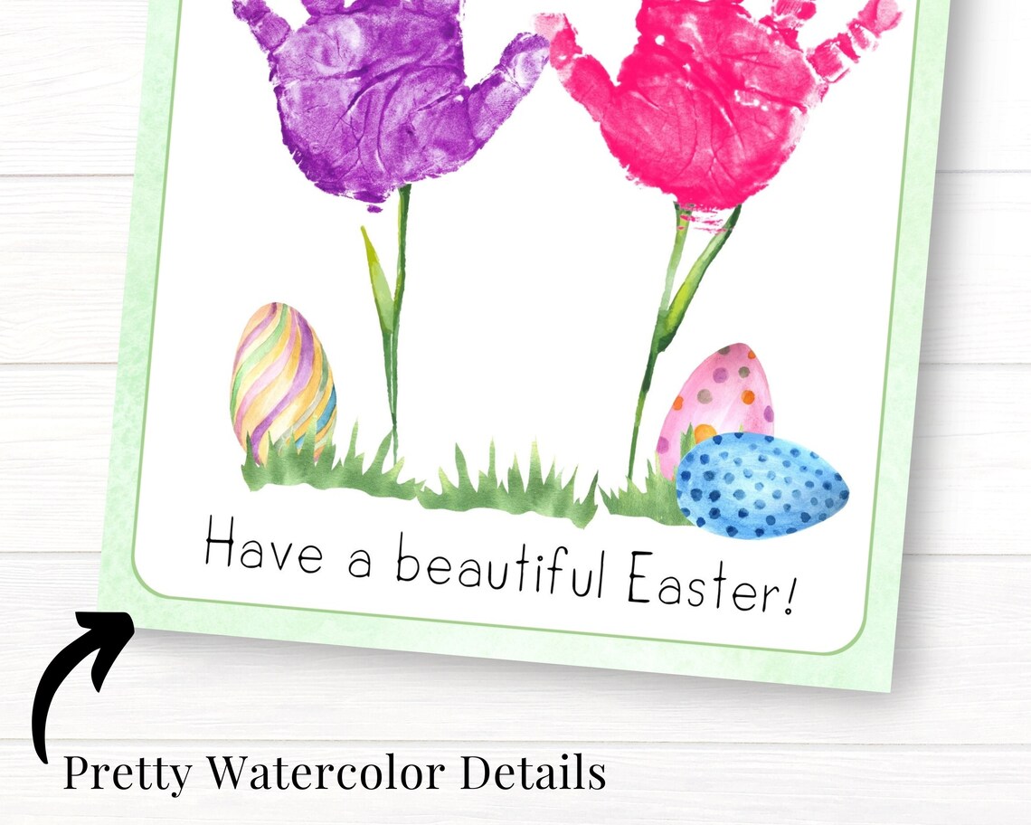 Handprint Art Easter April Flowers for Mom Spring and Easter - Etsy