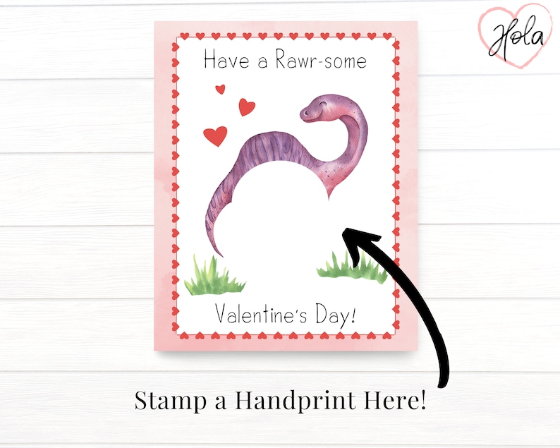 Valentine Dinosaur Crafts for Kids Preschool Easy Handprint - Etsy