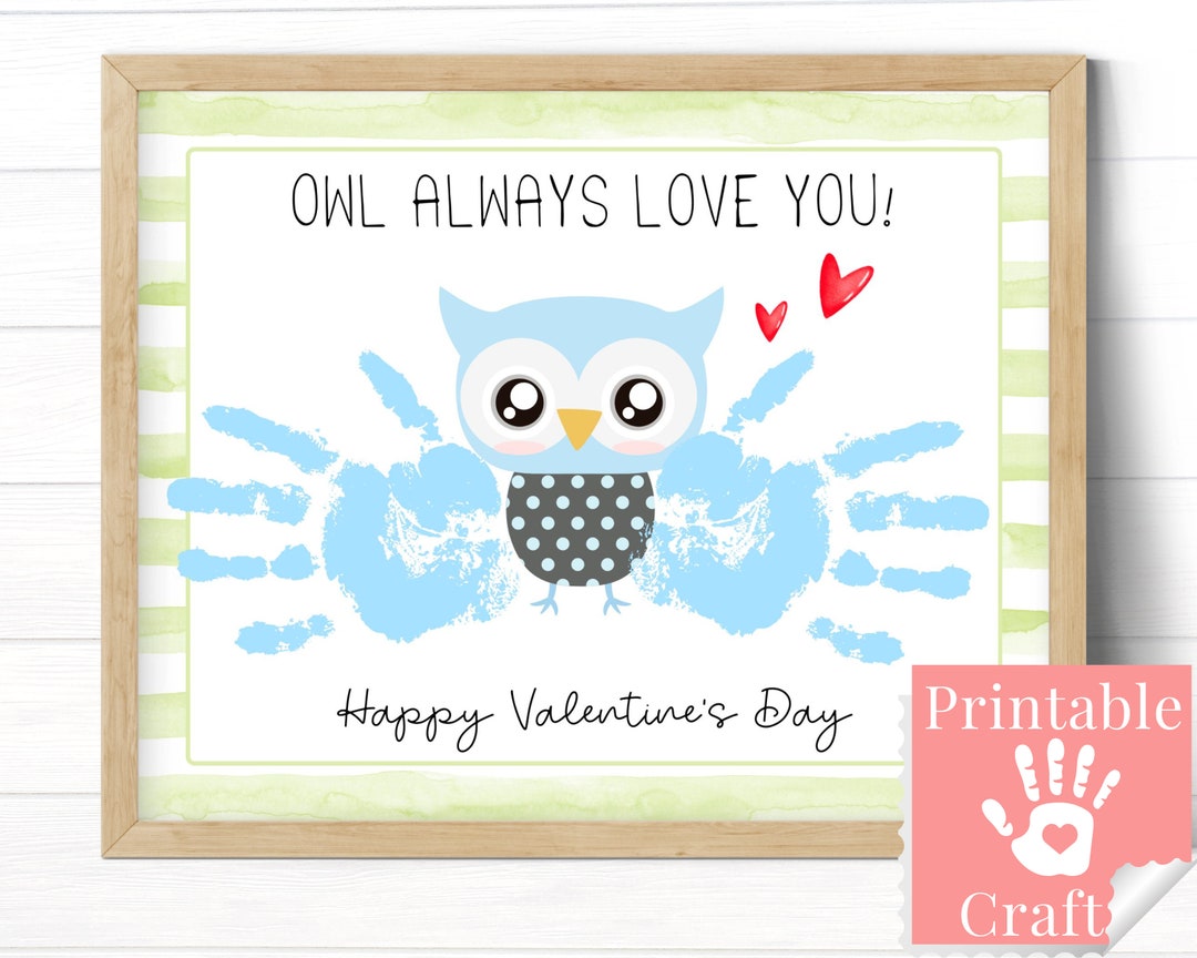 Valentine Crafts for Kids, Owl Valentines Day Card, Toddler Handprint ...