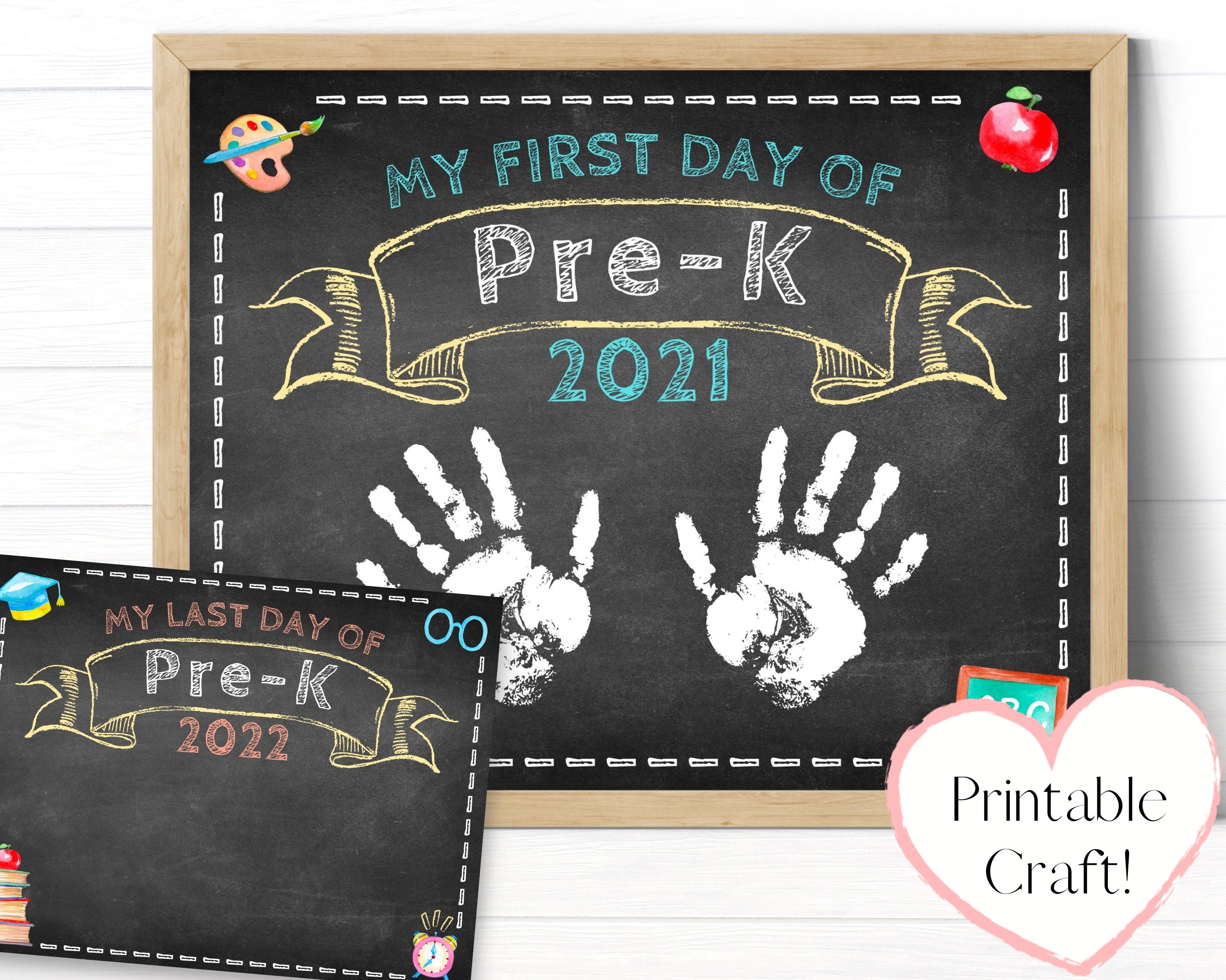 First Day of Pre K Sign Last Day of Pre-K Back to School | Etsy