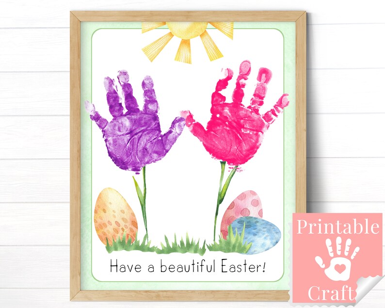Handprint Art Easter, April Flowers for Mom, Spring and Easter Craft ...