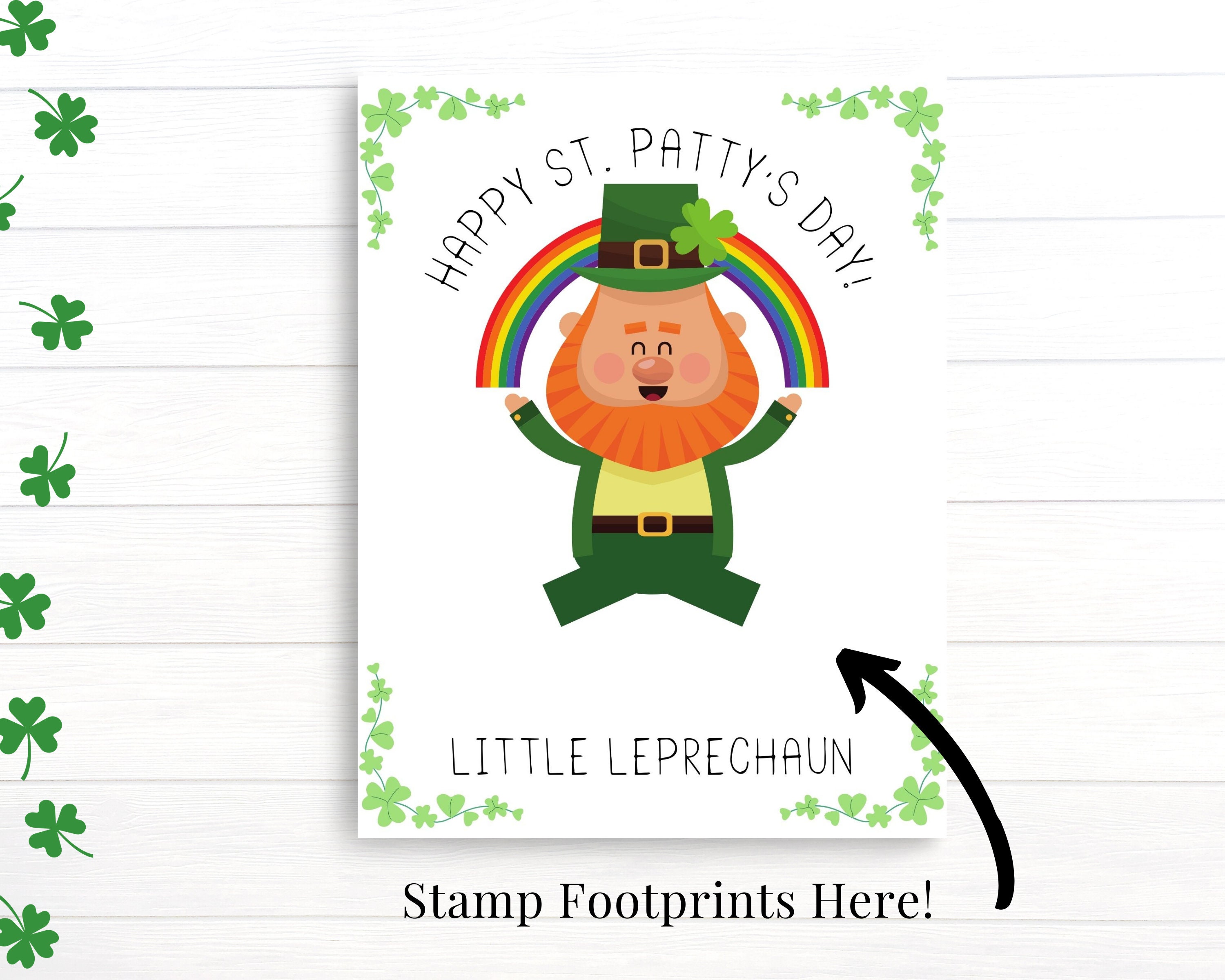 St Patricks Day Baby Daycare Activity, Leprechaun Feet Footprint Art ...