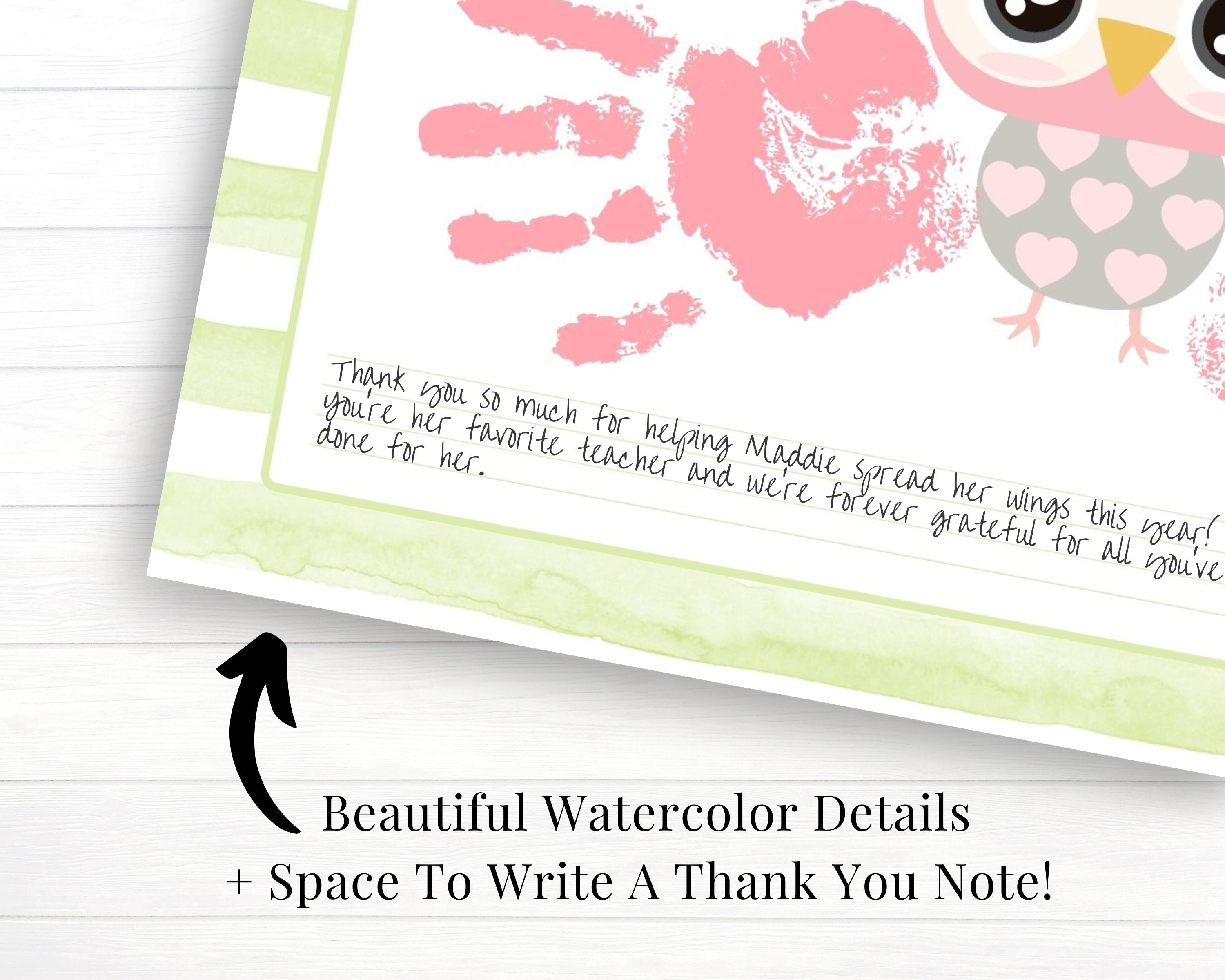Custom Printable Thank You Card, Easy Owl Handprint Art Craft for Kids ...