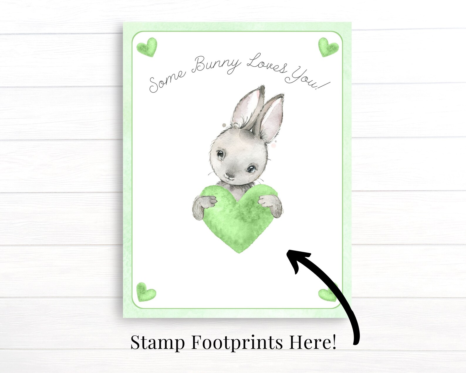 Easter Bunny Feet Card, Easy Footprint Art Printable Template ...