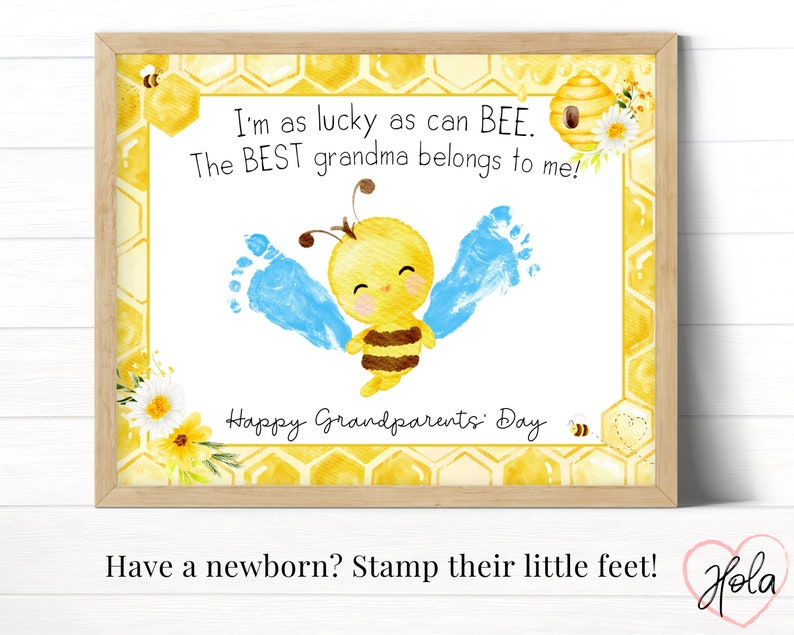 Best Grandma Gift Personalized, Grandparents Day Handprint Craft, Bee ...