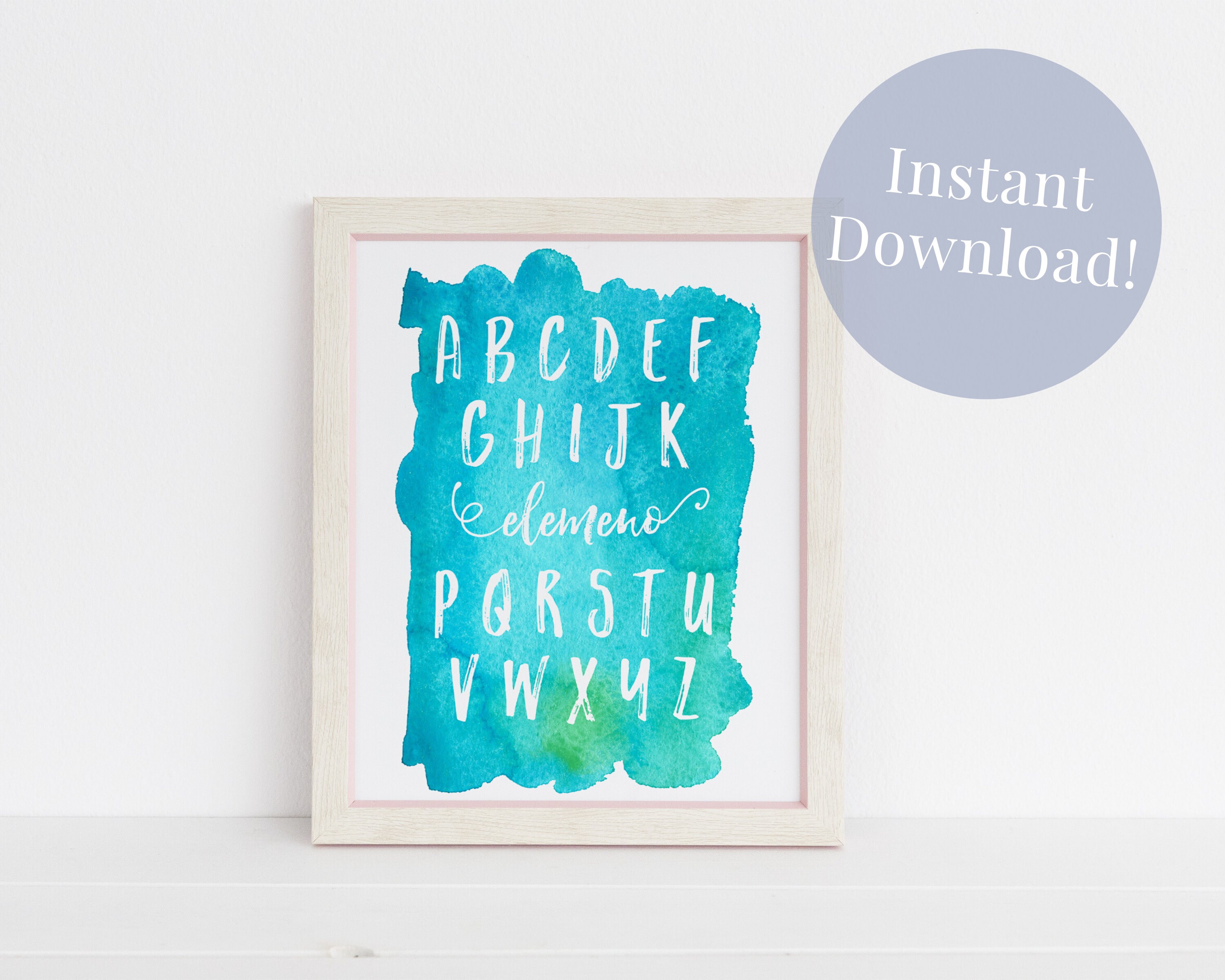 Blue Alphabet Print Extra Large Colorful Painting ABC | Etsy