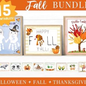 Fall Handprint Crafts Bundle, Preschool Printable Set, Easy Toddler Art ...
