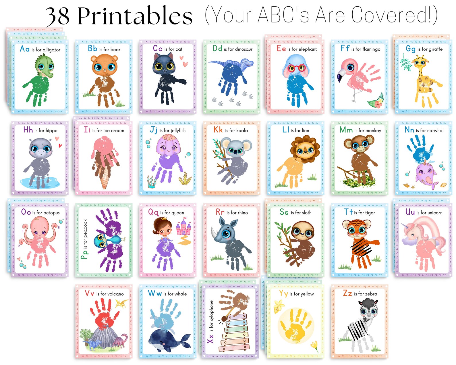 Handprint ABC Book, Teaching Toddlers Letters Phonics Activity ...