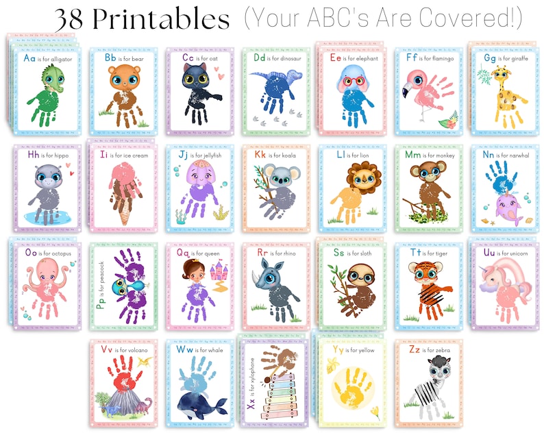 Handprint ABC Book Teaching Toddlers Letters Phonics - Etsy