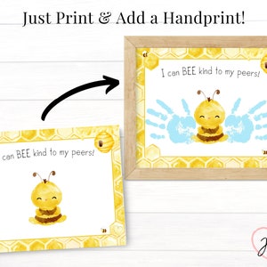 Preschool Kindness Craft, I Can Bee Kind Handprint Art, Toddler Project ...