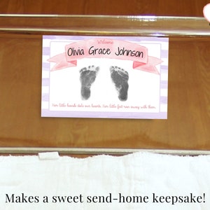 NICU Name Signs for Baby Girl Hospital Crib, Printable Footprint Craft ...